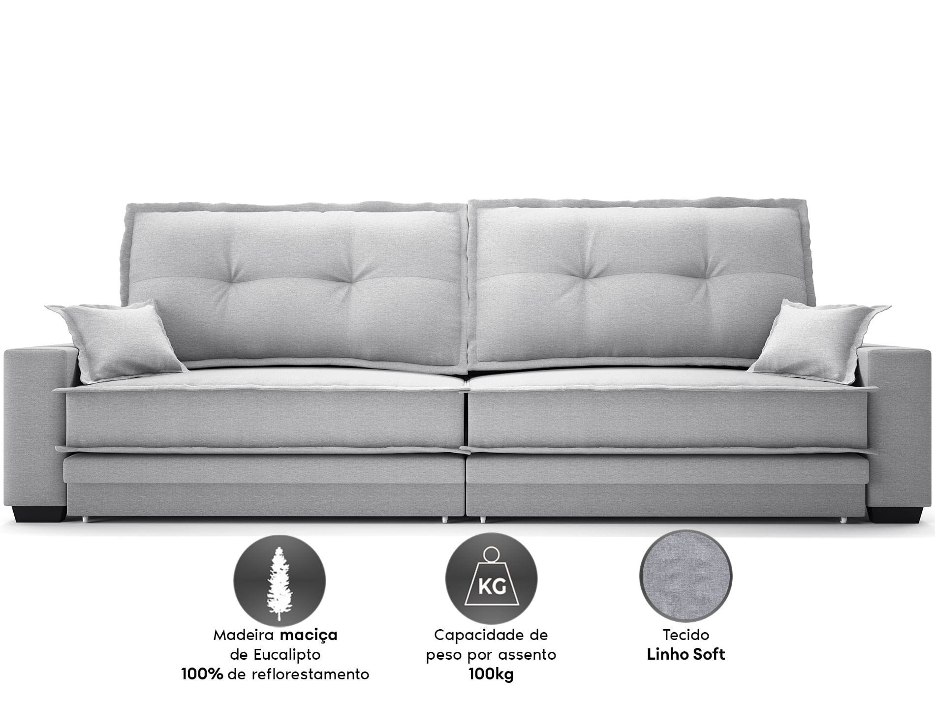 Sofá Retrátil e Reclinável Palermo 240cm Linho Soft - Netsofás: Loja ...