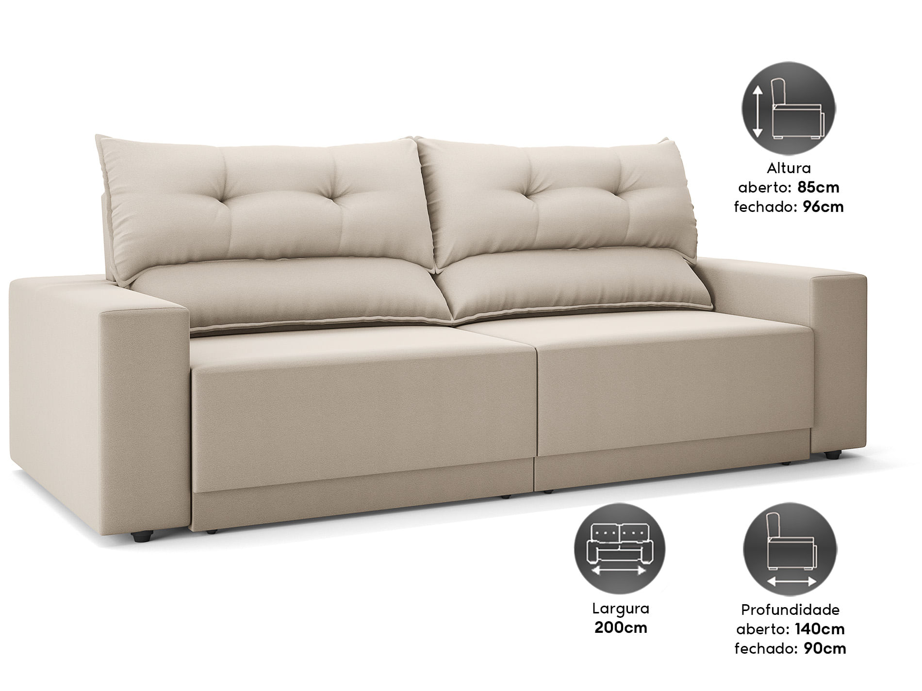 Sofá Lord com Assento Retrátil e Reclinável 200m Velosuede - Netsofás ...